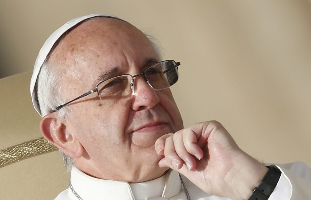 Pope looks on during general audience in St. Peter's Square at Vatican ...